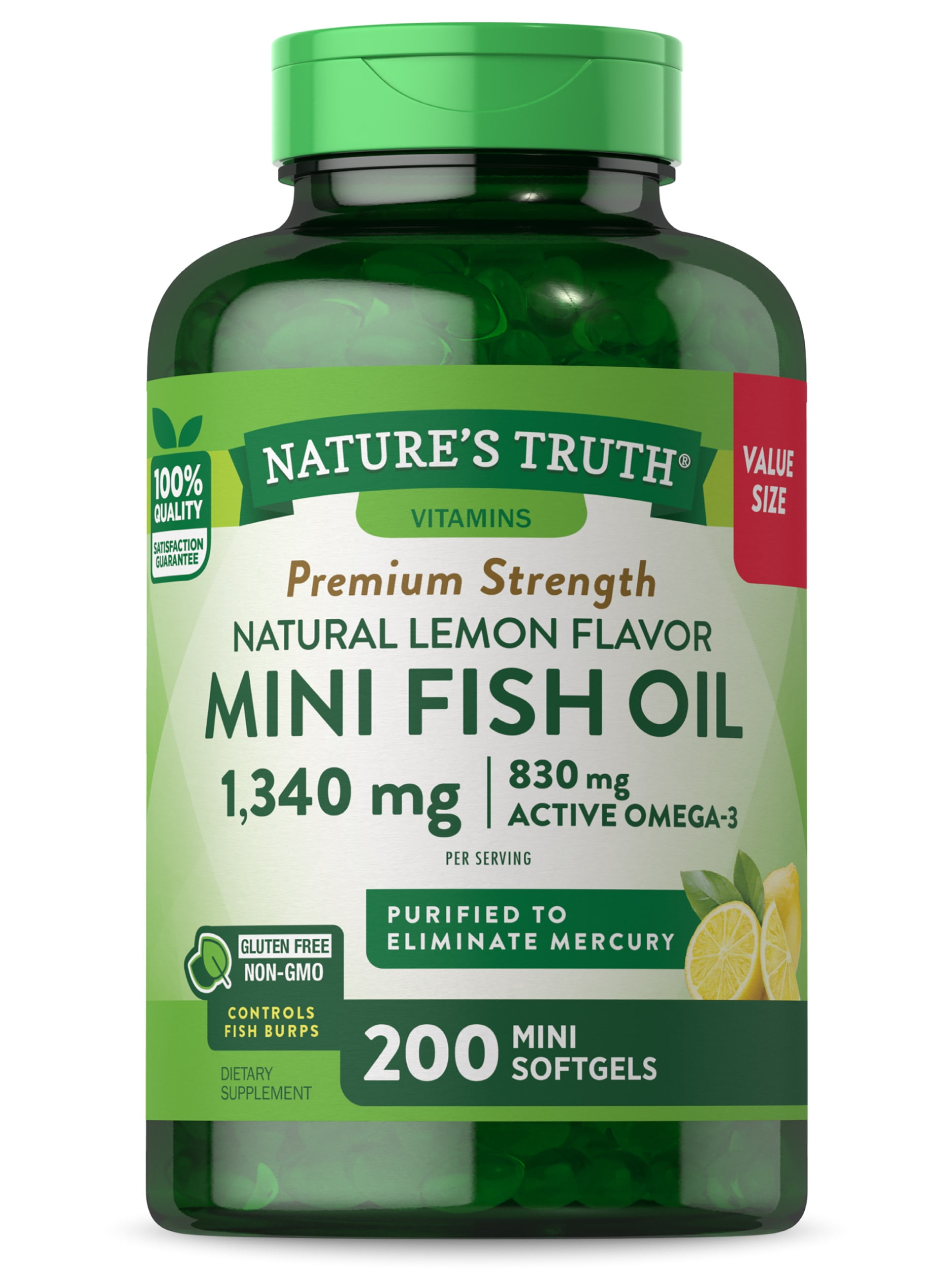 Nature's Truth Mini Fish Oil Softgels, Omega-3 EPA DHA, Heart Health ...