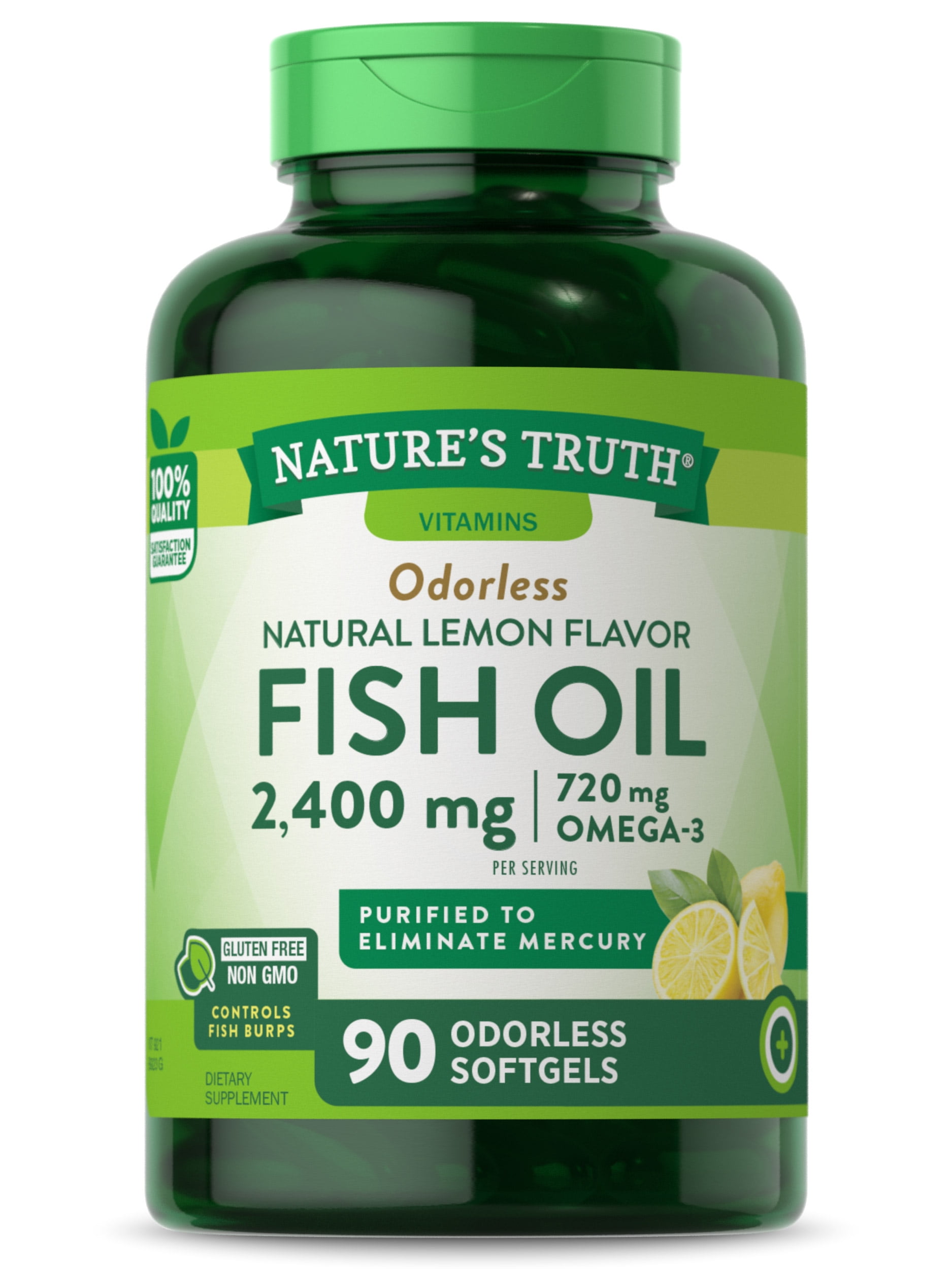 Nature's Truth Odorless Fish Oil 1200mg Liquid Softgels, Omega 3 ...