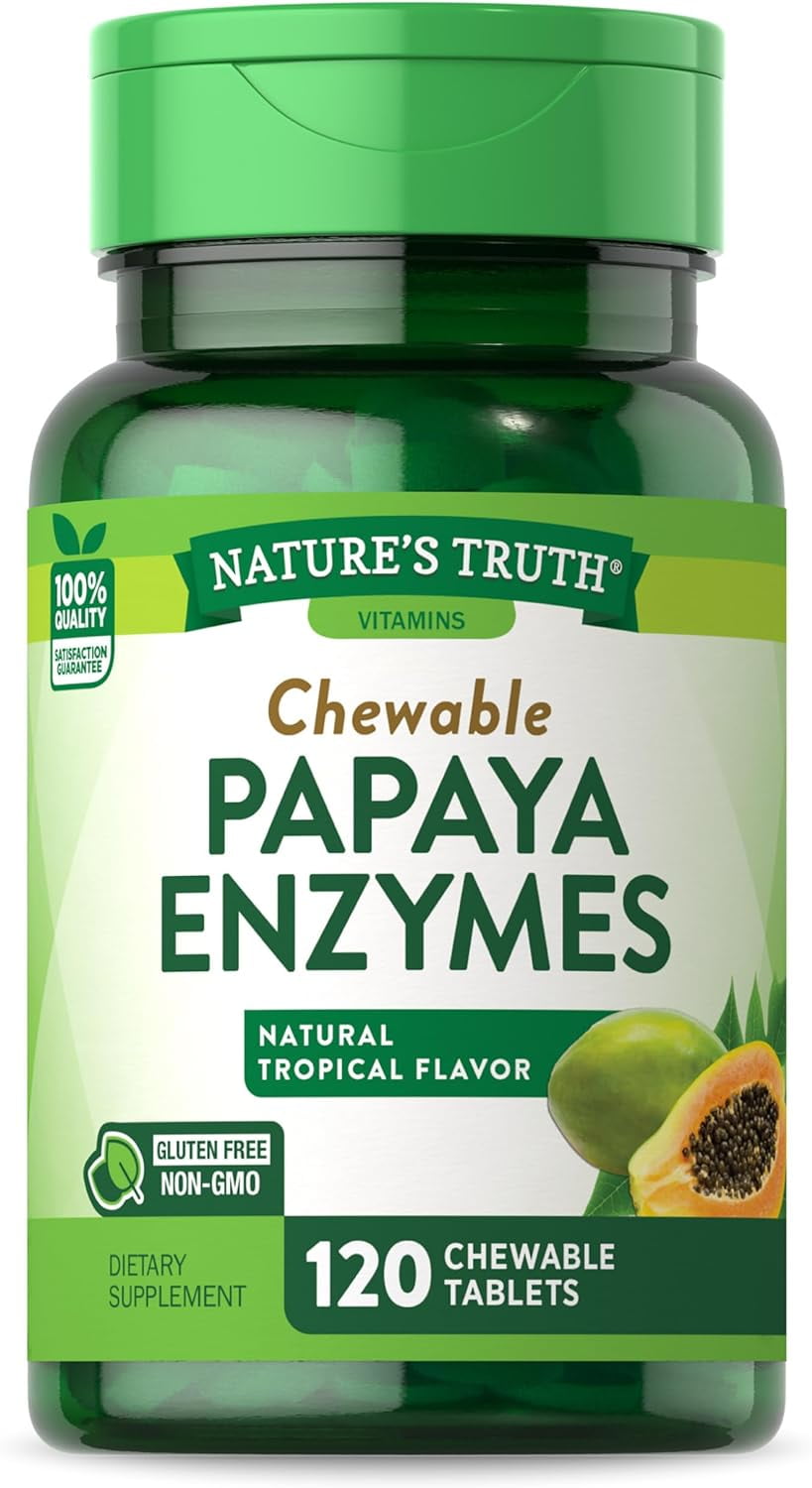 Nature's Truth Papaya Enzyme Chewable Tablets | 120 Count | Vegetarian ...