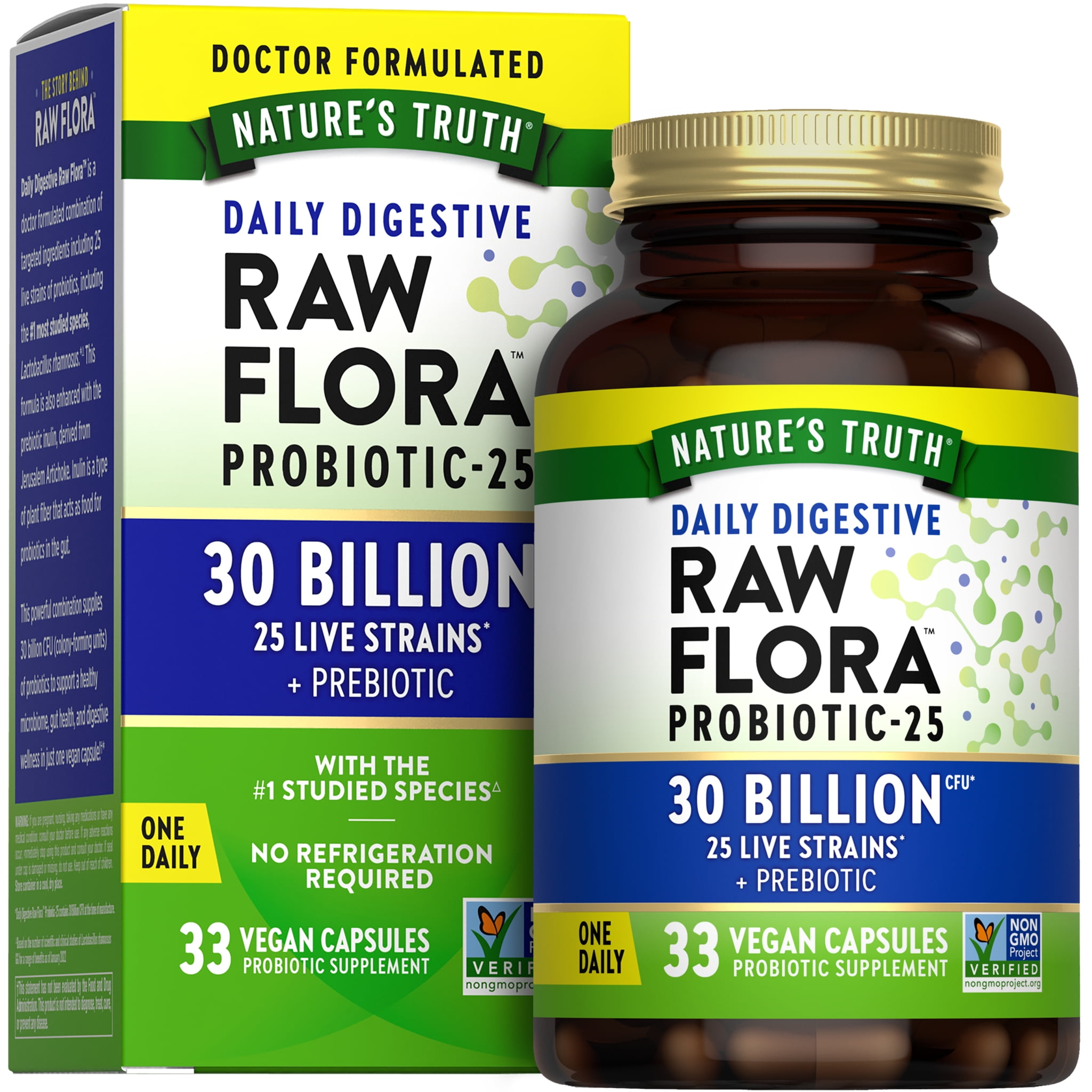Probiotics with Prebiotics | 30 Billion CFU | 33 Capsules | Non-GMO ...