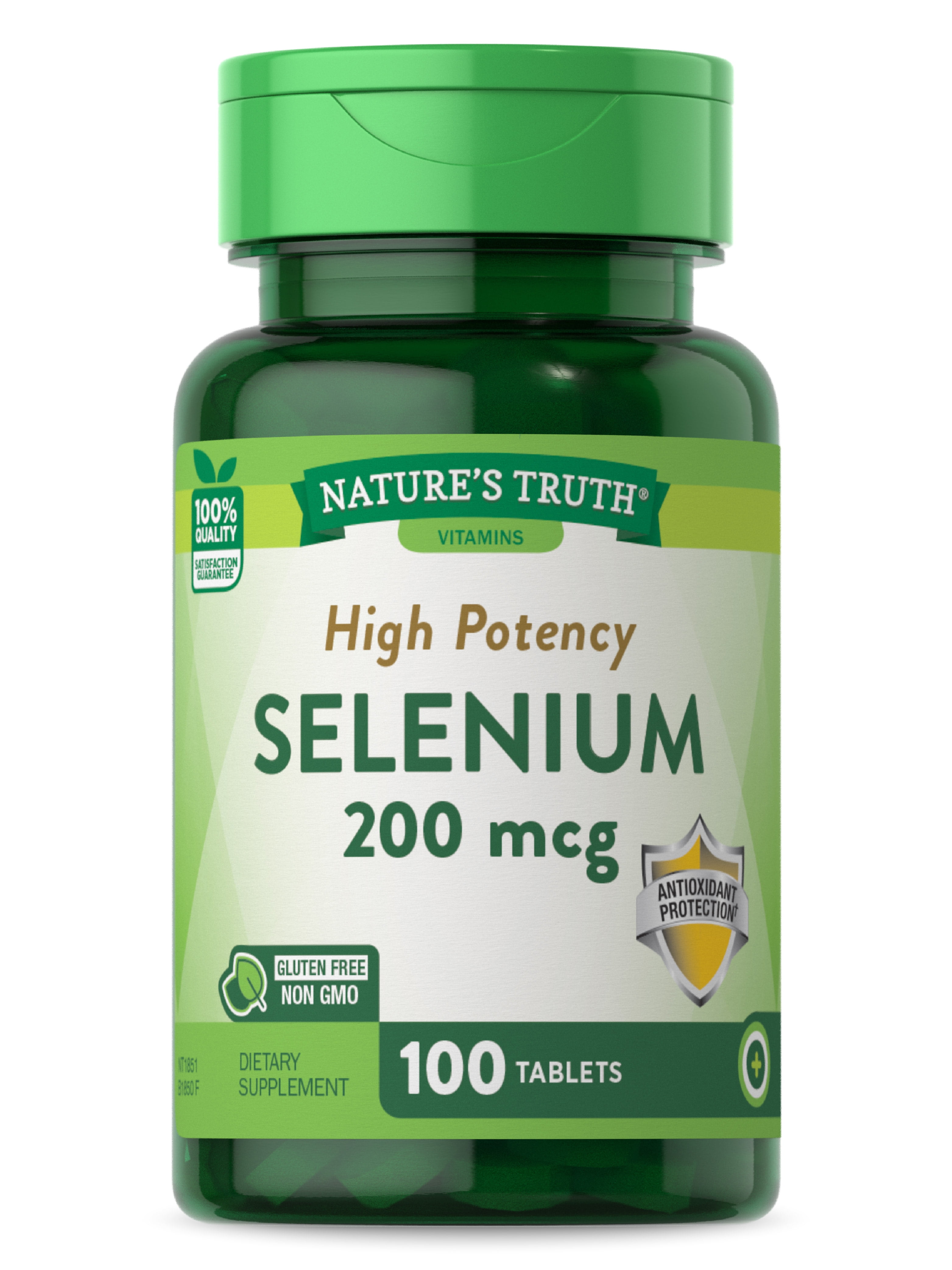 Nature's Truth High Potency Selenium 200mcg Tablets, 100 count, Non-GMO ...