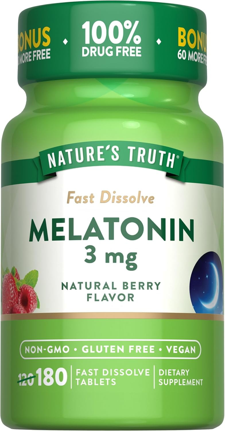 Nature's Truth Melatonin, 3mg, Berry Flavor Sleep Aid, Gluten-Free, Non ...