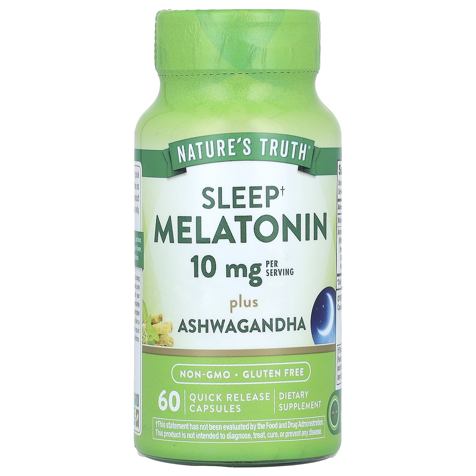 Nature's Truth Sleep Melatonin Plus Ashwagandha, 10 mg, 60 Quick ...