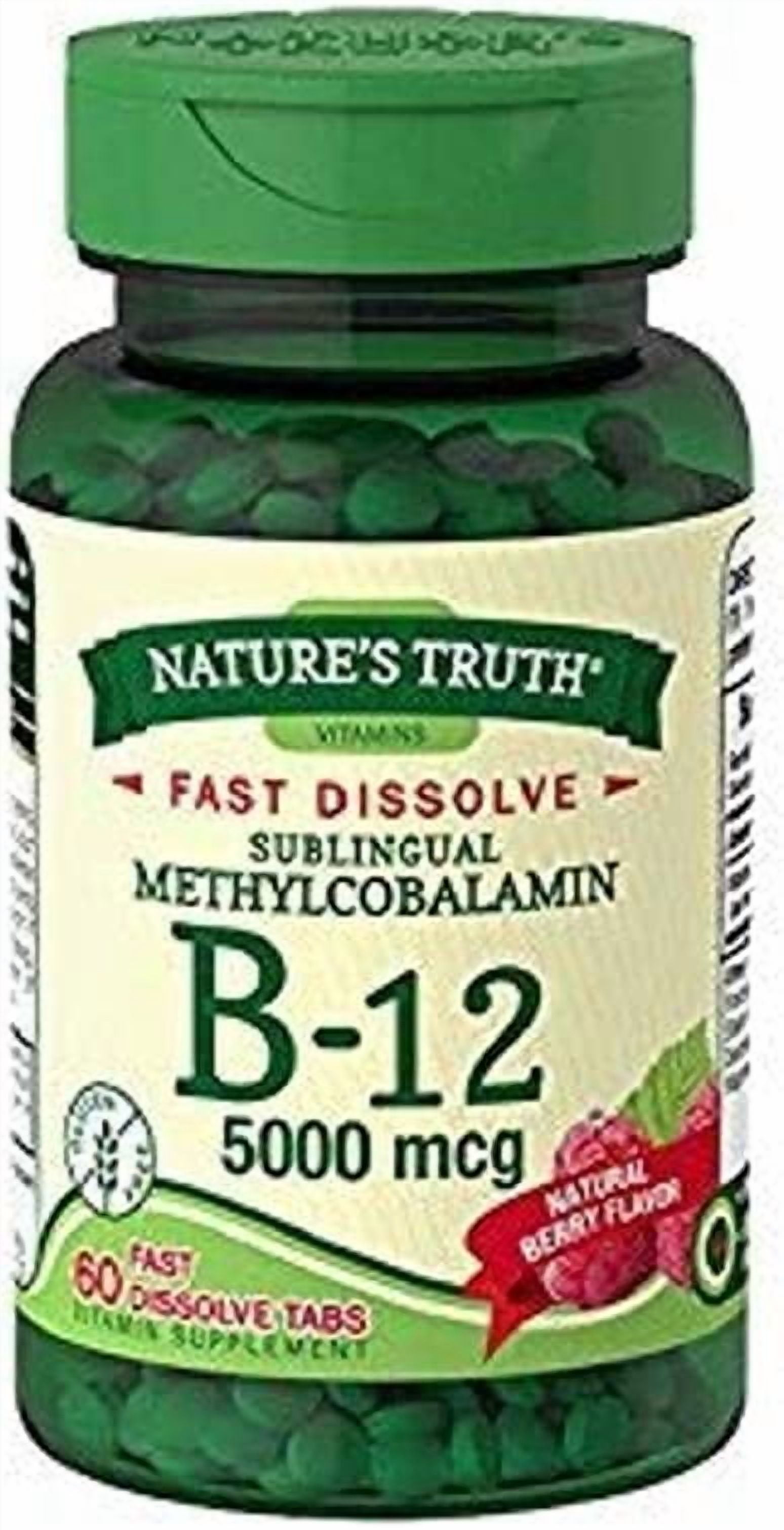 Nature's Truth Sublingual Methylcobalamin B-12 5000mcg Tabs, Berry 60 ...