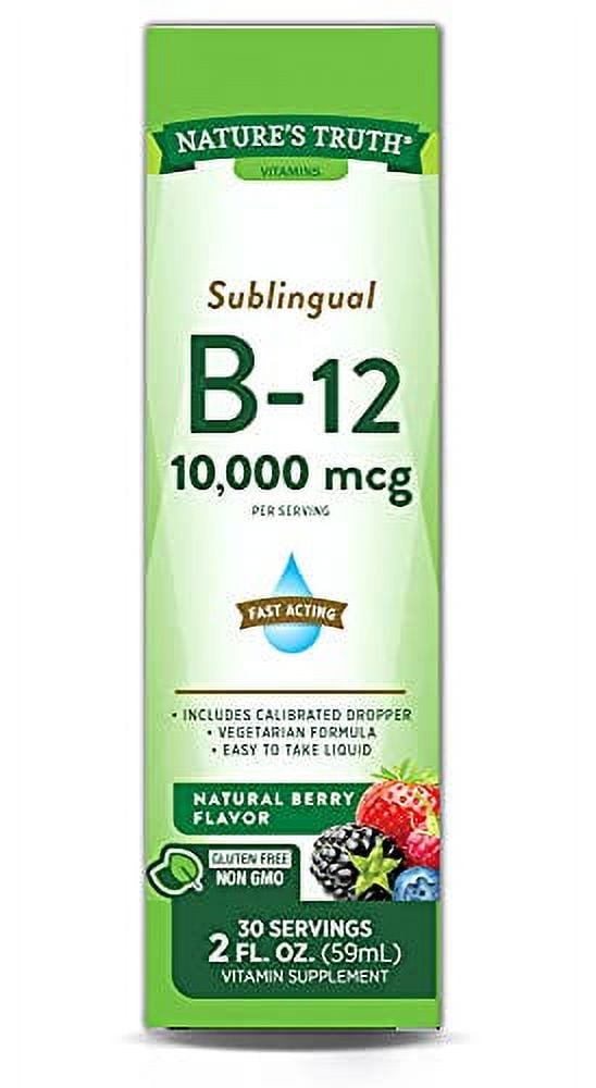 Nature's Truth Sublingual Vitamin B-12 10000 Mcg, Fast Acting Liquid ...