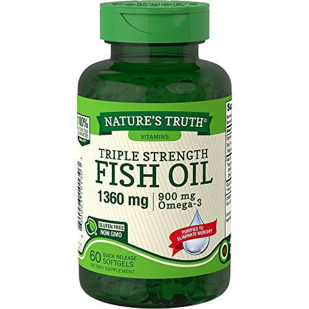 Nature's Truth Triple Strength Fish Oil 1360 mg Capsules, 60 Count ...
