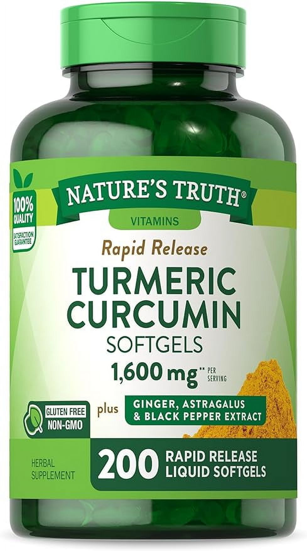 Nature's Truth Turmeric Curcumin Complex | Plus Ginger, Astragalus ...