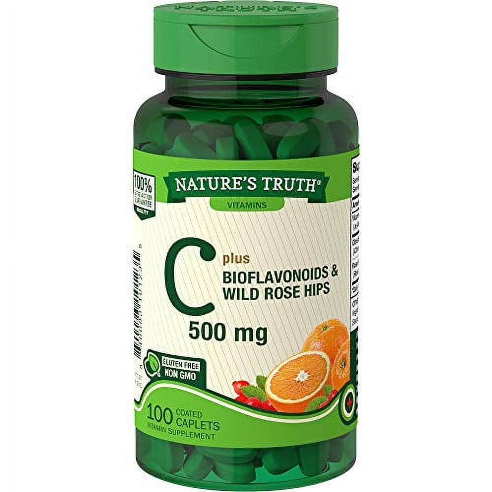 Nature's Truth Vitamin C 500mg with Bioflavonoids & Rose Hips Tablets ...