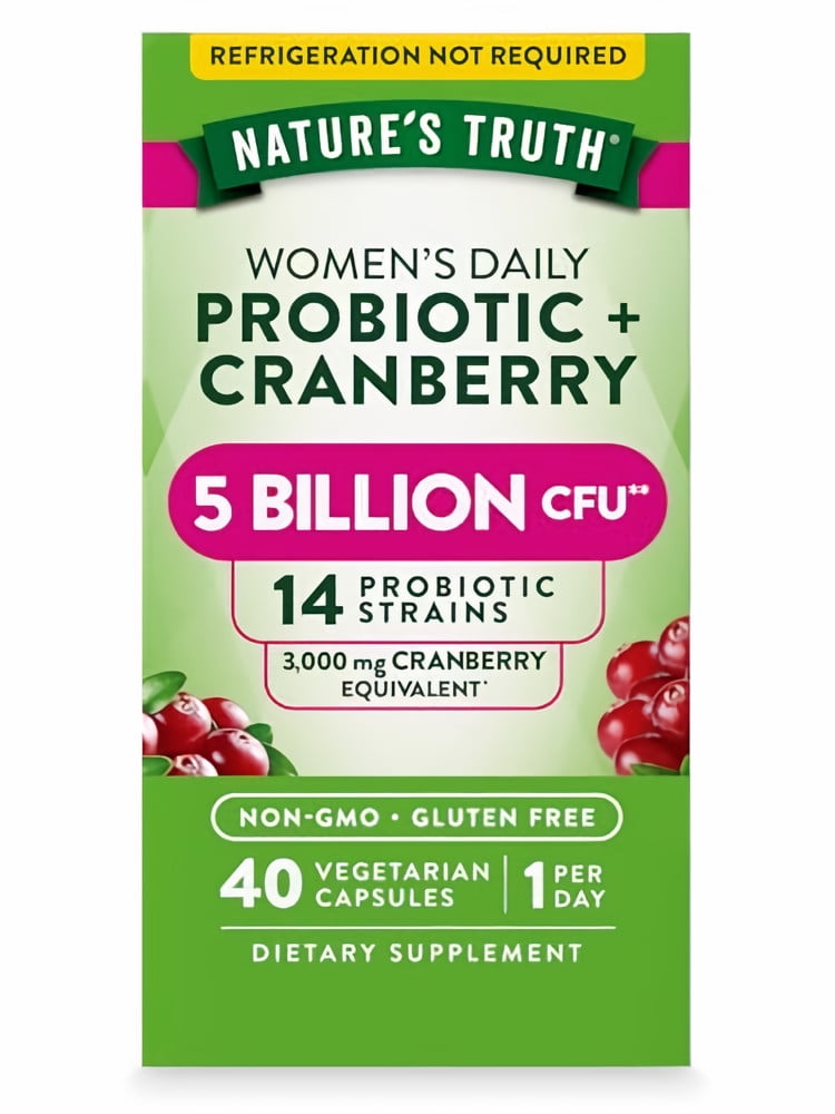 Nature's Truth Women's Probiotic Plus Cranberry Vegetarian Capsules ...