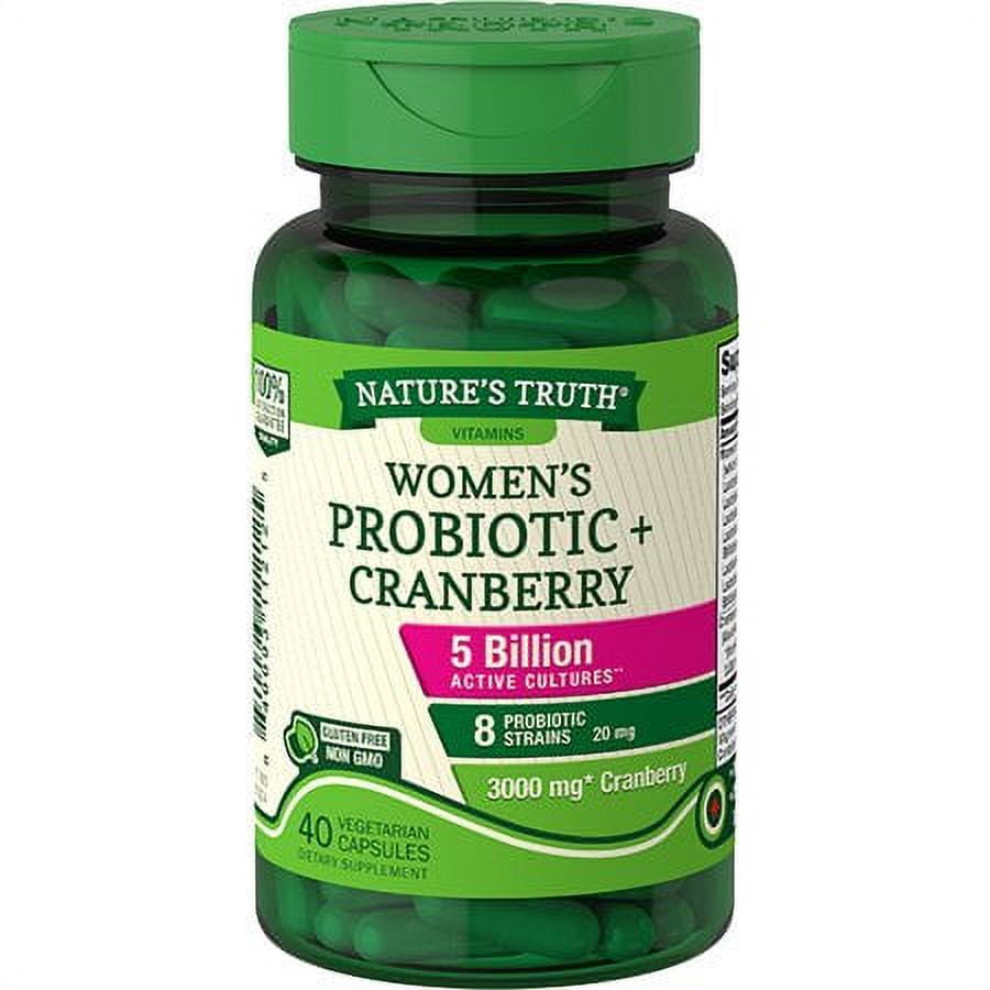Nature's Truth Women's Probiotic Plus Cranberry Vegetarian Capsules ...