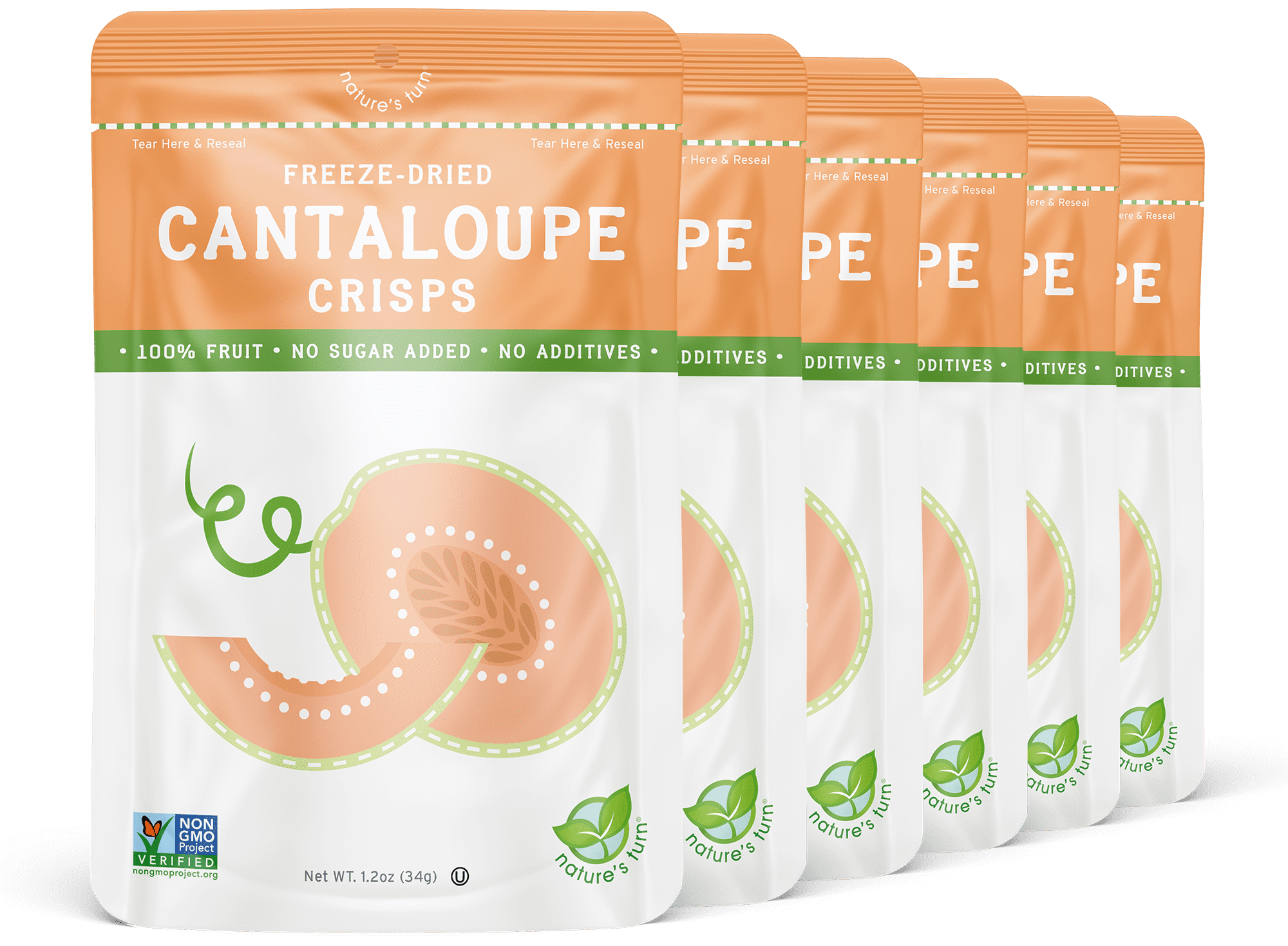 Nature's Turn Vegan Freeze Dried Cantaloupe Crisps, 6 Pack, 1.20 oz ...