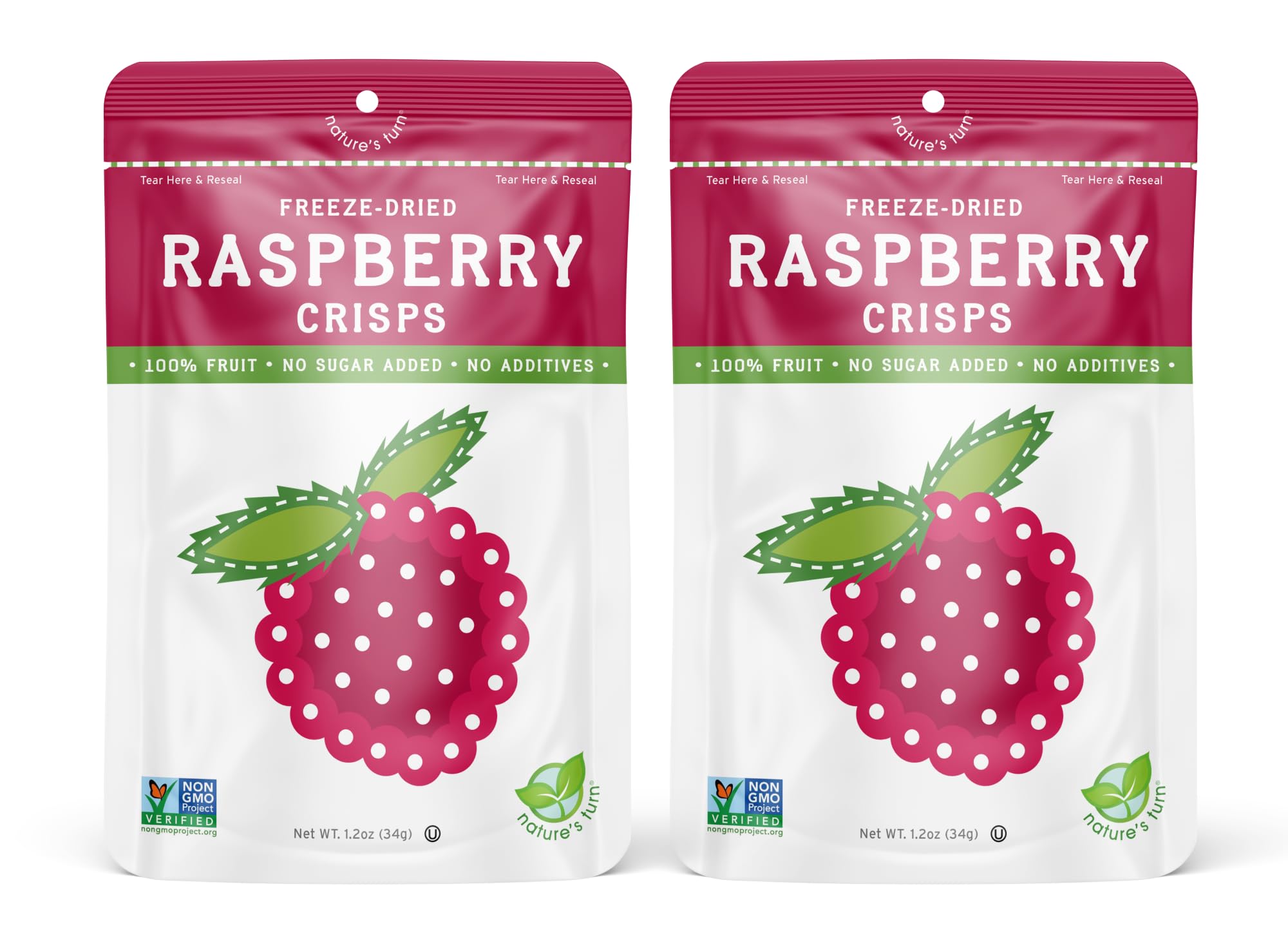 Nature’s Turn Freeze-Dried Fruit AIF4 Snacks, Raspberry Crisps, Pack of ...