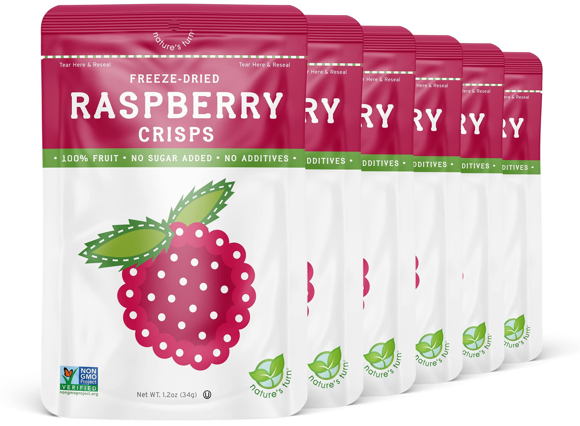 Nature's Turn Freeze-Dried Fruit SBF3 Snacks, Raspberry Crisps, Pack of ...