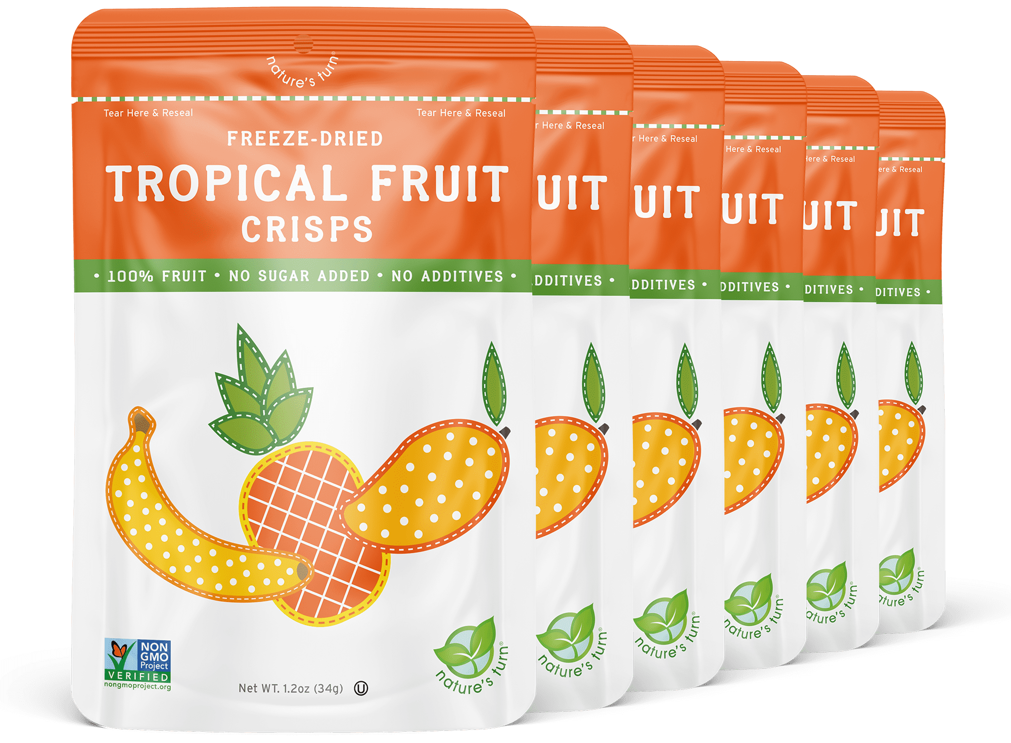 Natures Turn Freeze Dried Tropical Fruit Crisps 6 Pack 34g 1 20oz
