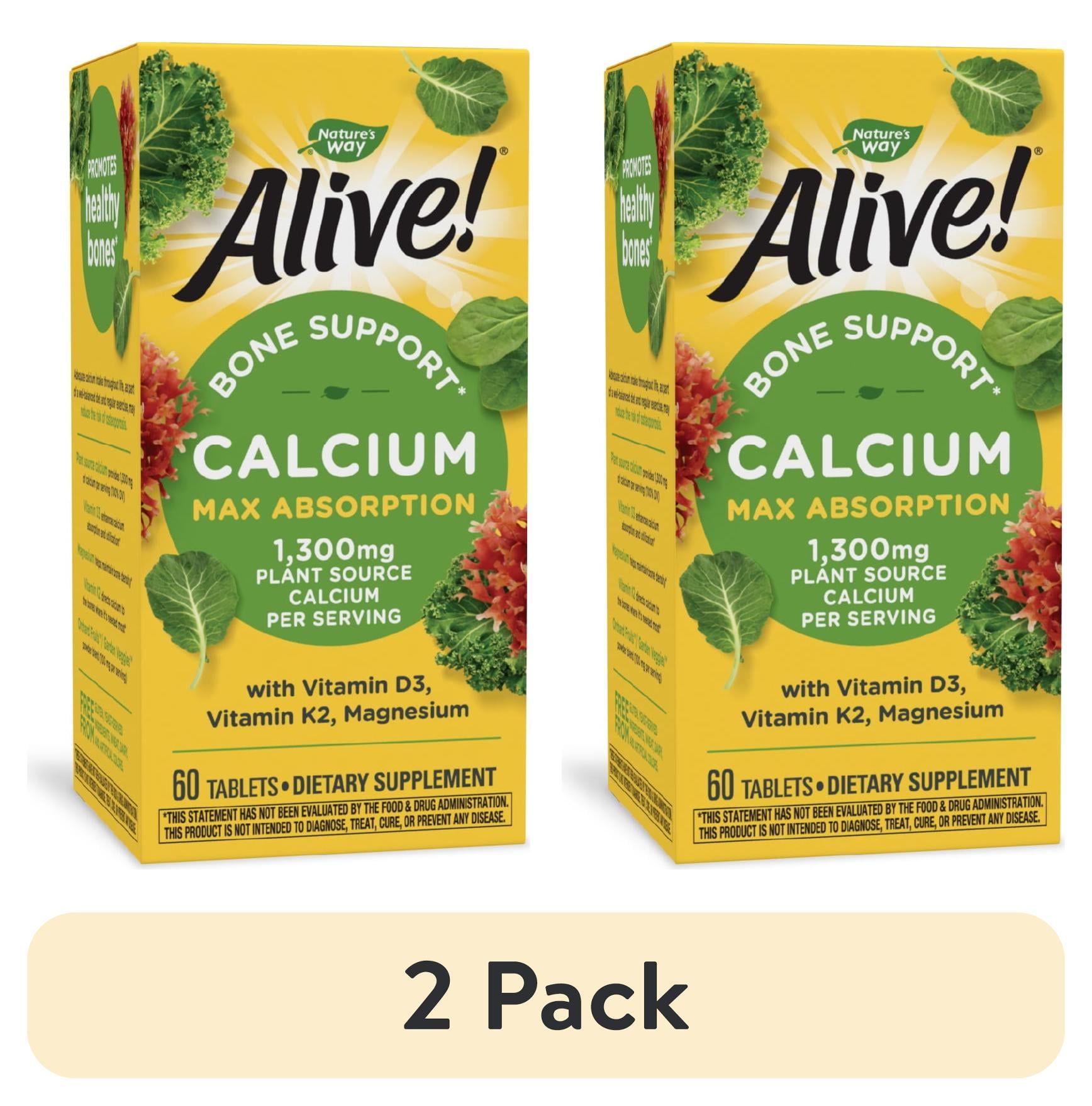 (2 pack) Nature’s Way Alive! Calcium Bone Support*, Max Absorption ...