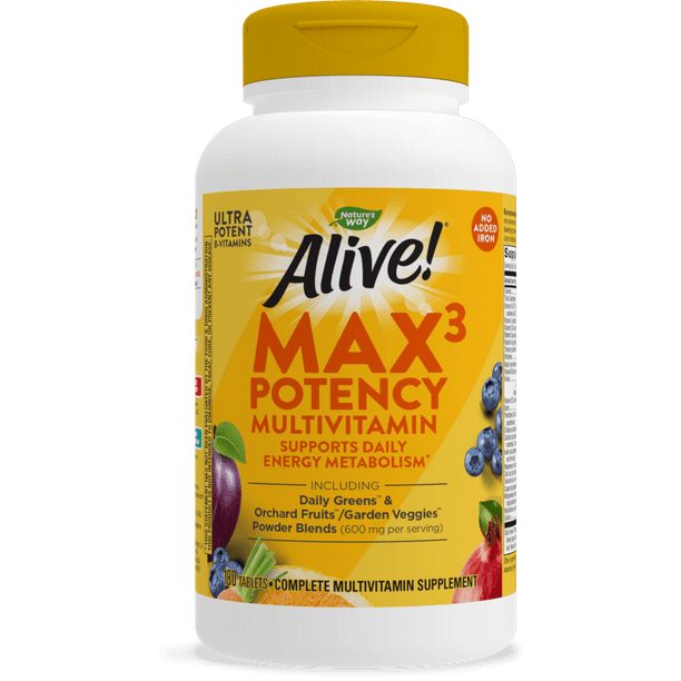 Nature's Way Alive! Max3 Potency Multivitamin, High Potency B-Vitamins ...