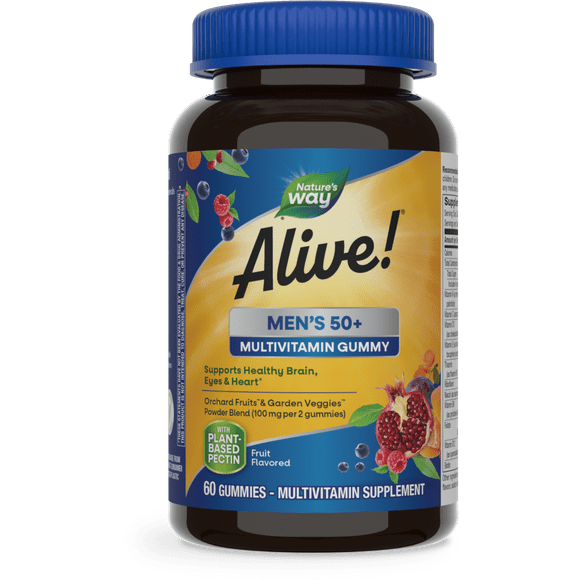 Nature's Way Alive! Men's 50+ Gummy Multivitamins, B-Vitamins, Fruit ...