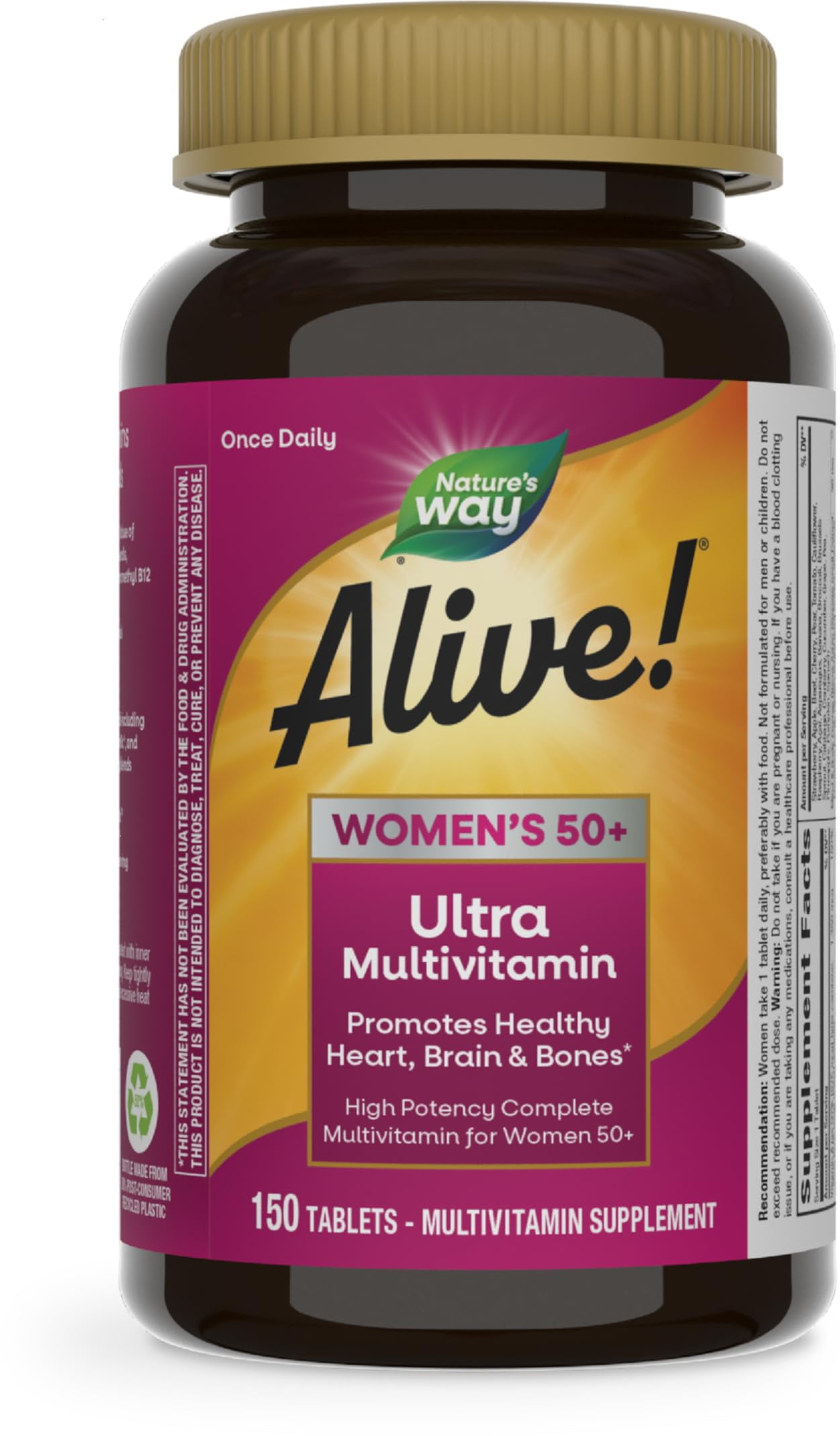 Natureâ€™s Way Alive! Womenâ€™s 50+ Ultra Potency Complete Multivitamin ...