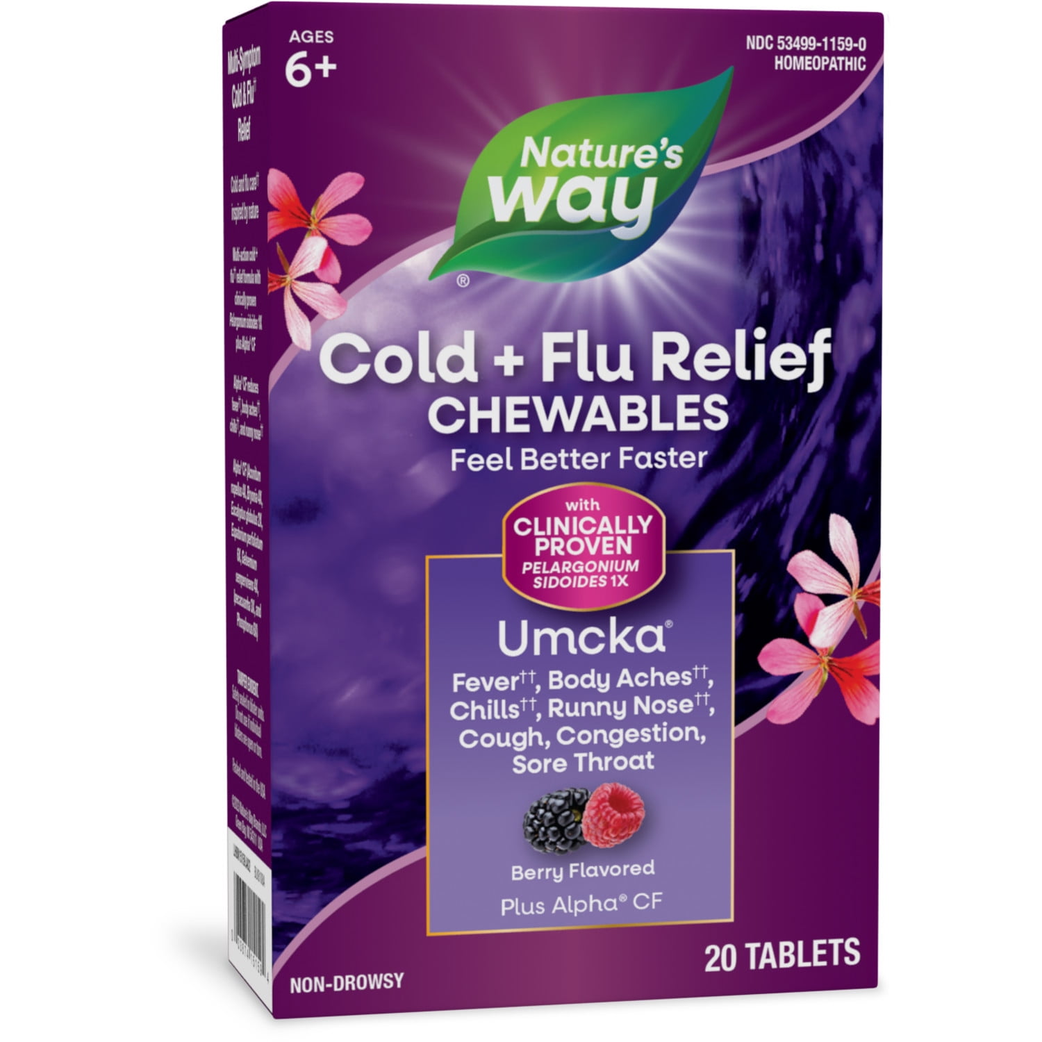 Nature's Way Cold+Flu Relief Chewable Tablets, Homeopathic Medicine ...