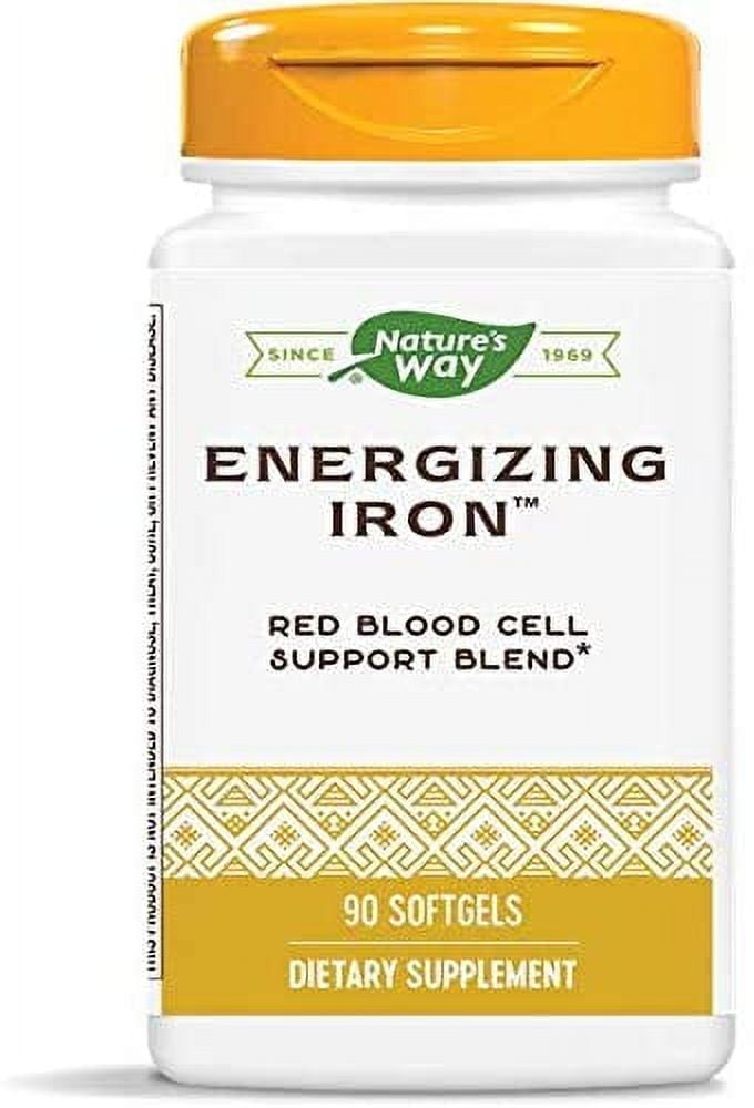 Nature's Way Energizing Iron 90 Softgels, Non-Constipation, Gluten Free ...