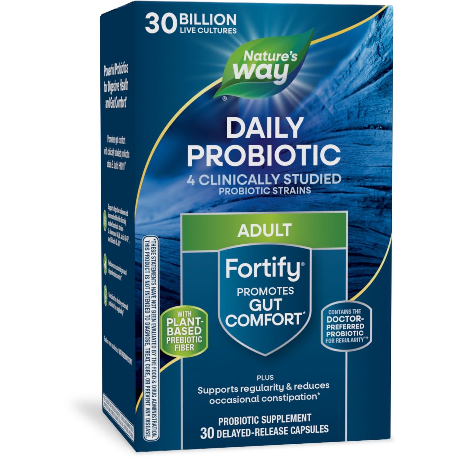Nature's Way Fortify Daily Probiotic Capsules for Adults, 30 Billion ...
