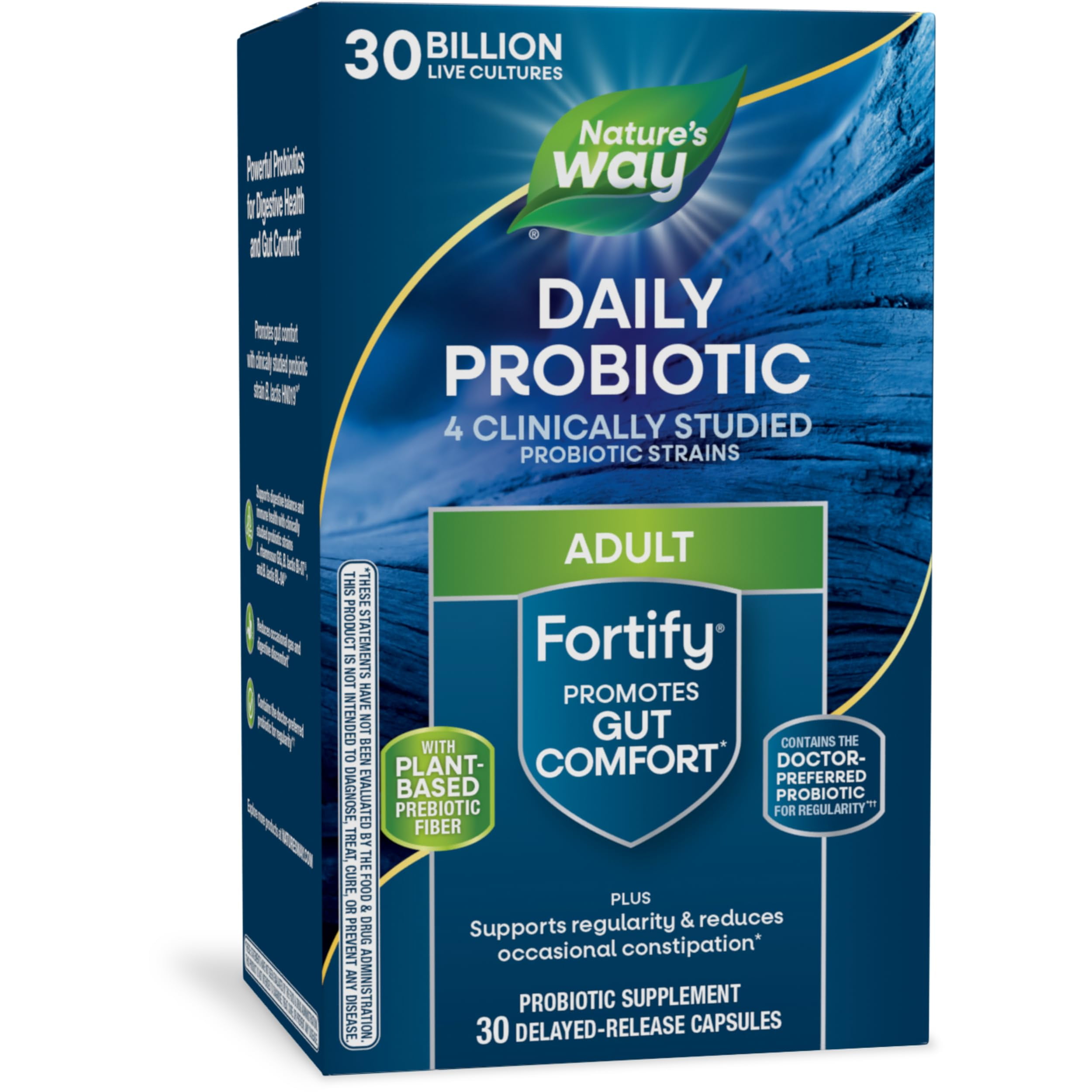 Nature's Way Fortify Daily Probiotic + Prebiotic for Men and Women, 30 Billion Live Cultures ...