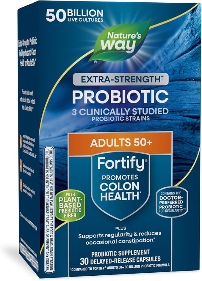 Nature’s Way Fortify Extra Strength† Probiotic Age 50+, 50 Billion Live ...