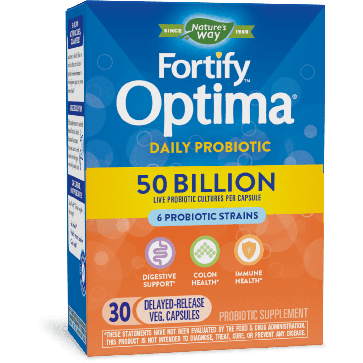 Nature's Way Fortify Optima Daily Probiotic, 50B Lactobacillus Strains ...