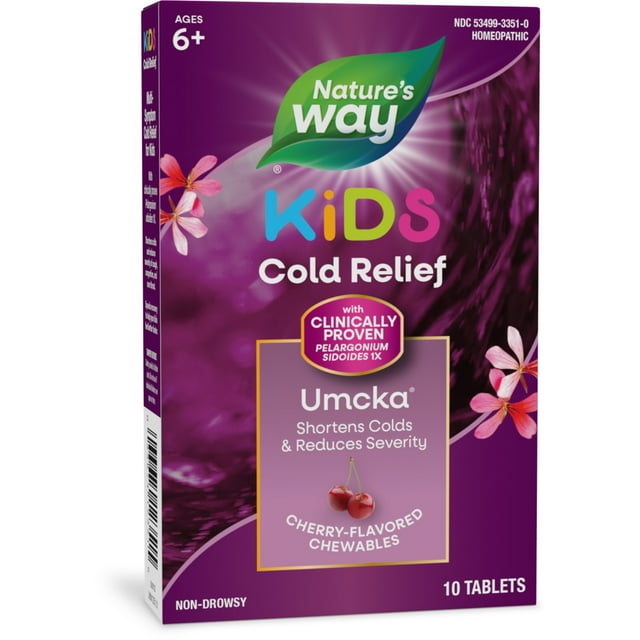 Nature's Way Kids Cold Relief Chewable Tablets, Umcka, Homeopathic ...