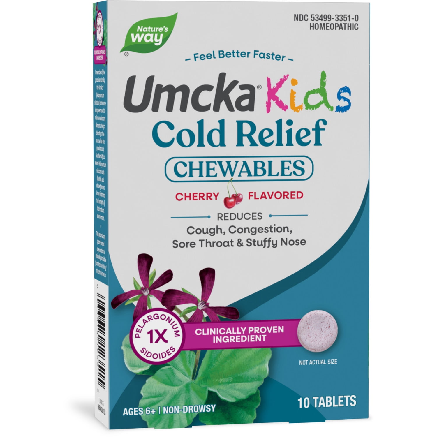 Nature's Way Umcka Kids Cold Relief Chewable Tablets, Homeopathic ...