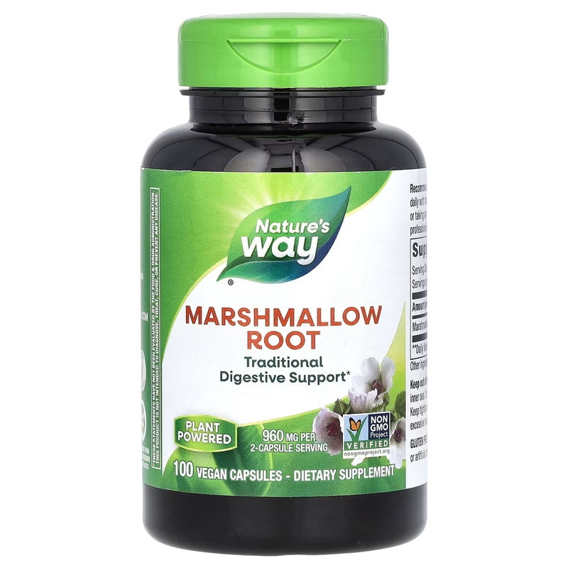 Nature's Way Marshmallow Root Supplements, 960mg, 100 Vegan Capsules - Walmart.com