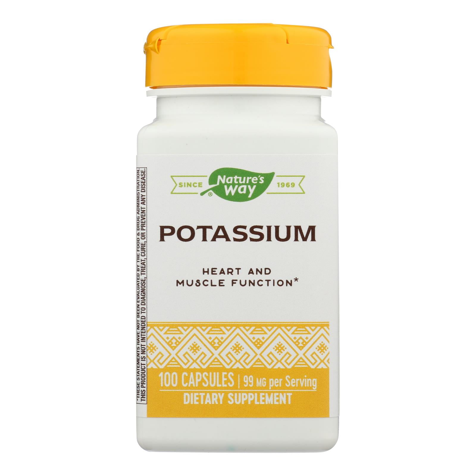 Nature's Way High Potency Potassium Complex Health Supplement Capsules ...