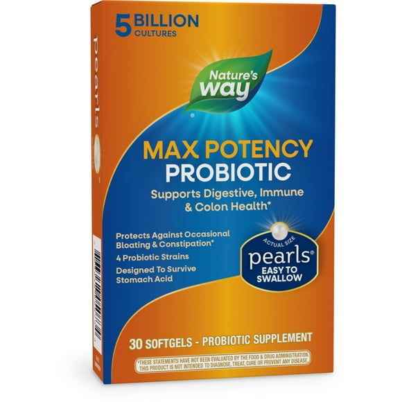 Nature's Way Probiotic Pearls Max Potency Softgels, Digestive & Immune ...