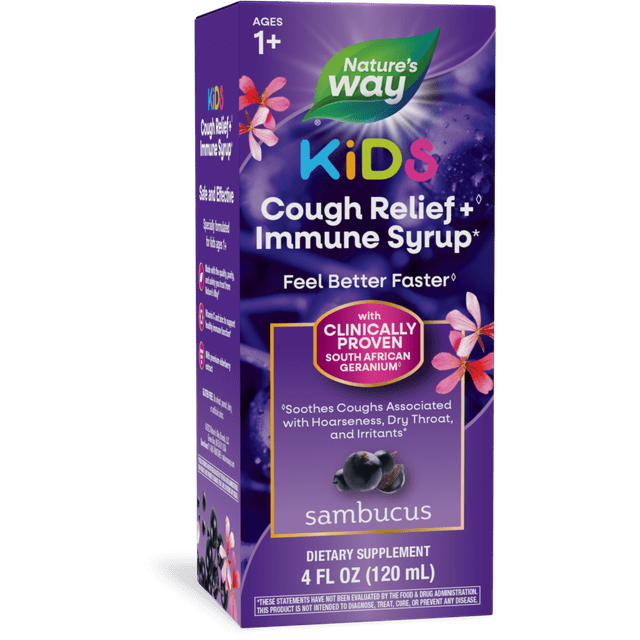 Nature's Way Sambucus Kids Cough Relief + Immune Syrup, with Elderberry ...