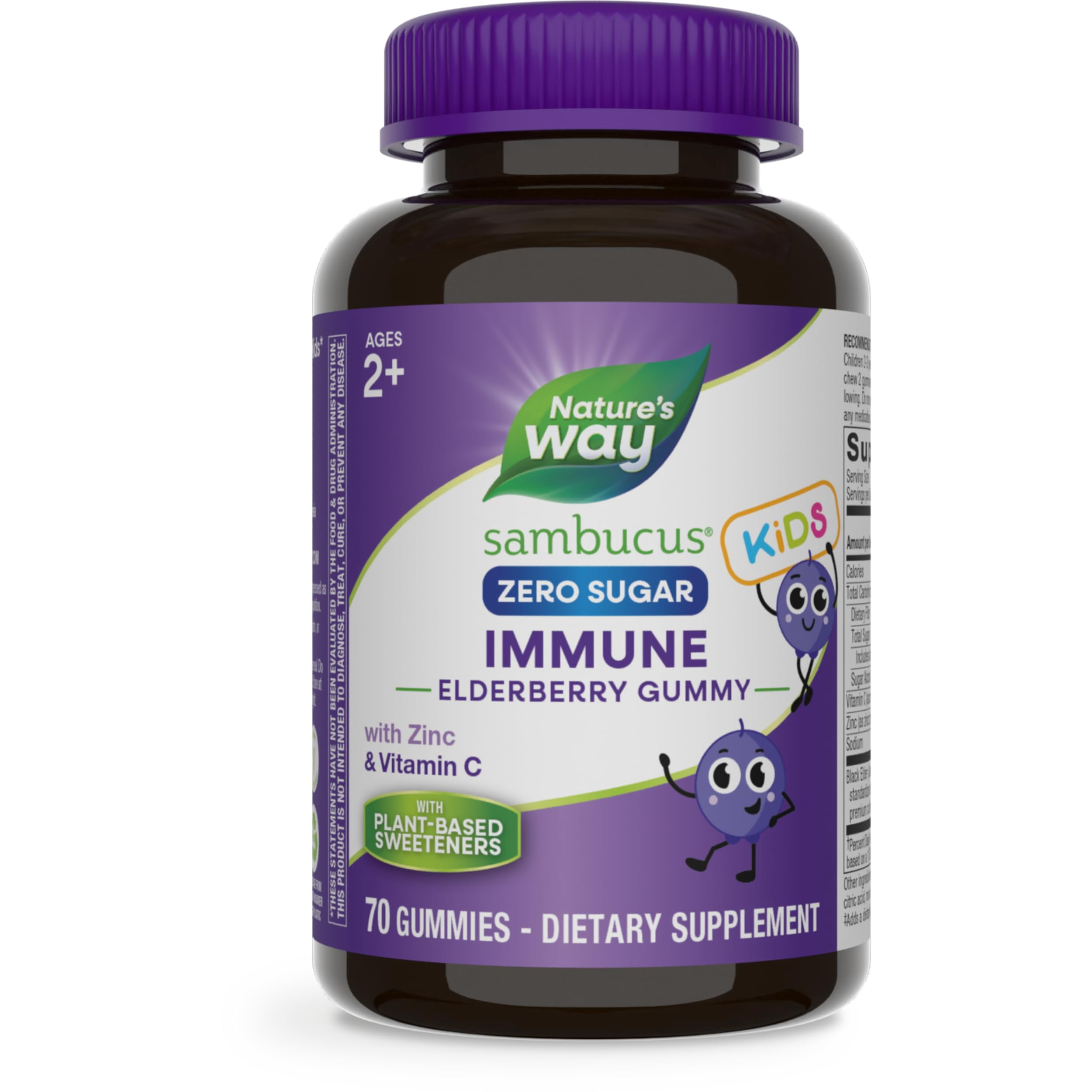 Nature's Way Sambucus Zero Sugar Immune Gummies for Kids, Daily Immune ...