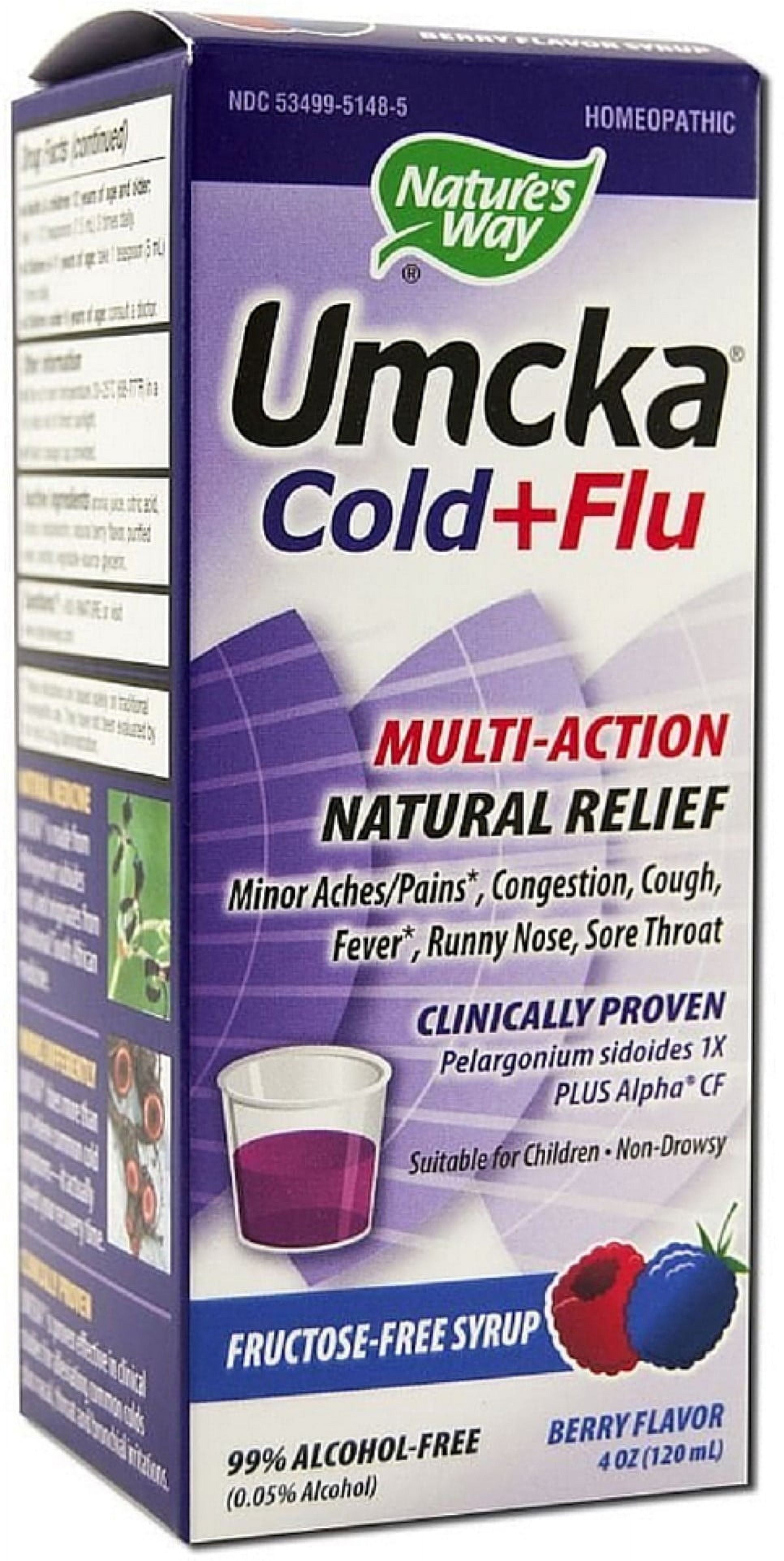 Nature's Way Umcka Cold + Flu Multi-Action Fructose-Free Syrup, Berry 4 ...