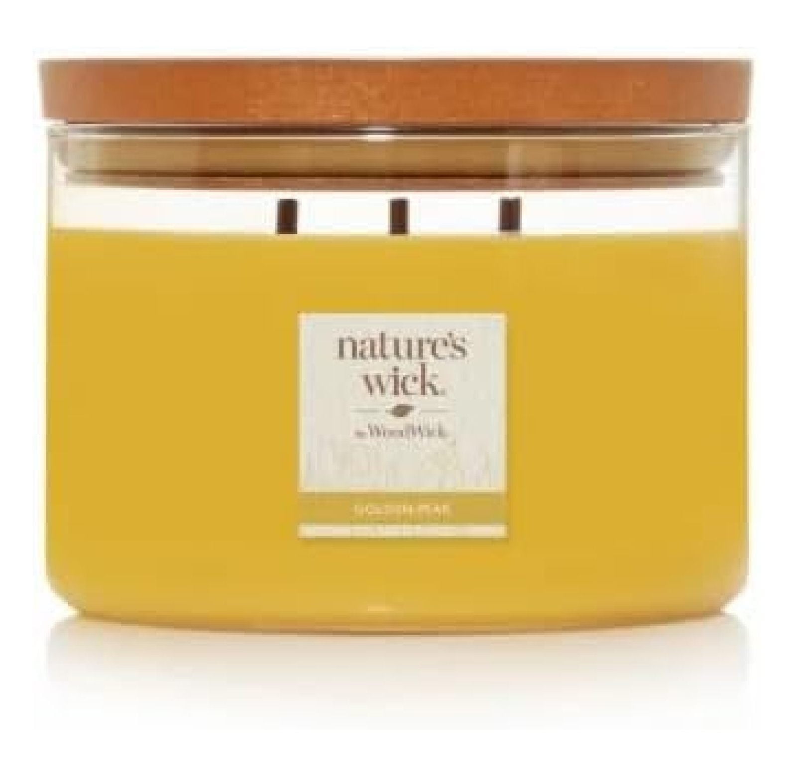 Nature's Wick by Large 3-Wick Golden Pear Candle with Crackling Wick ...
