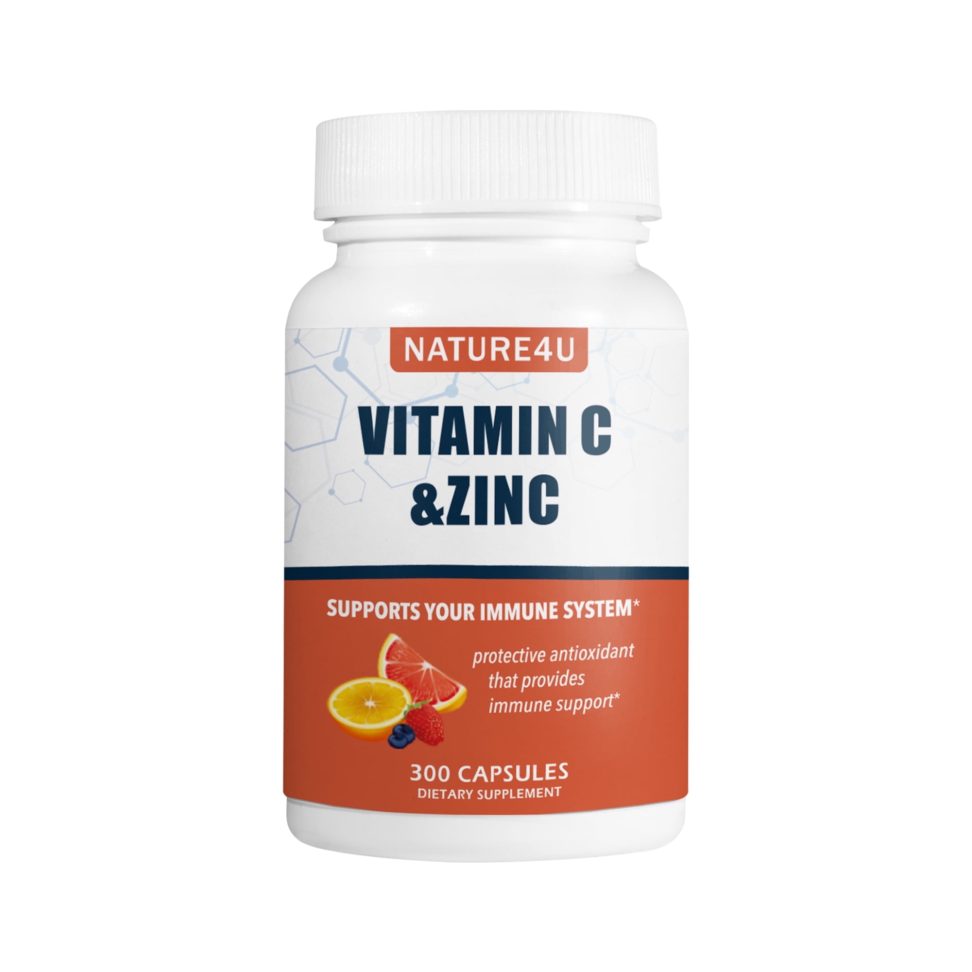 Nature4U Vitamin C 1000mg with Zinc, Rose Hips and Citrus Bioflavonoids ...