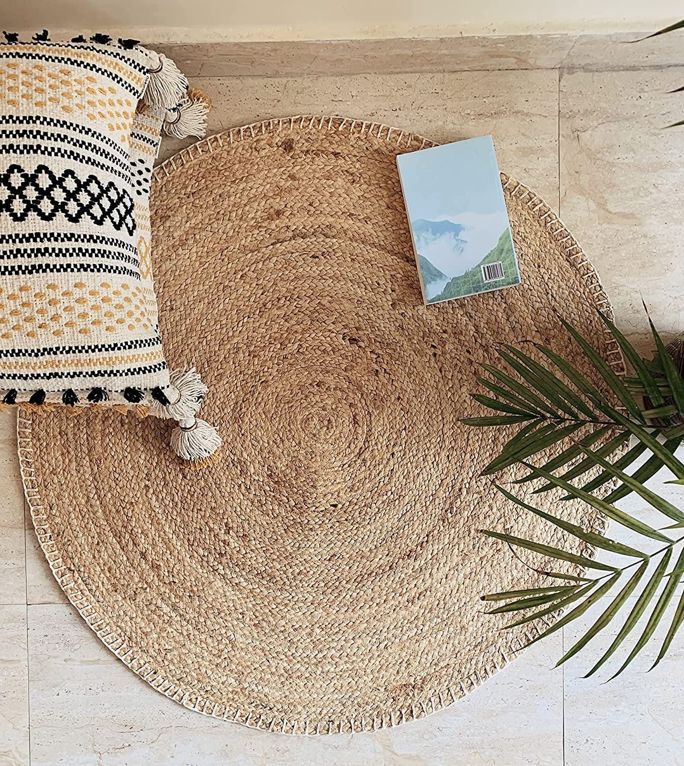 Nature4u Handwoven Jute Area Rug, Natural Yarn, hand crafted design ...