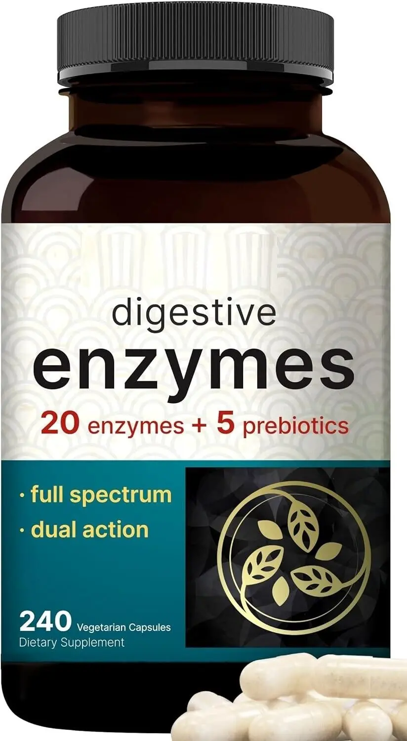 NatureBell Digestive Enzymes with Prebiotics | 240 Veggie Capsules - 20 Enzyme & 5 Prebiotic ...