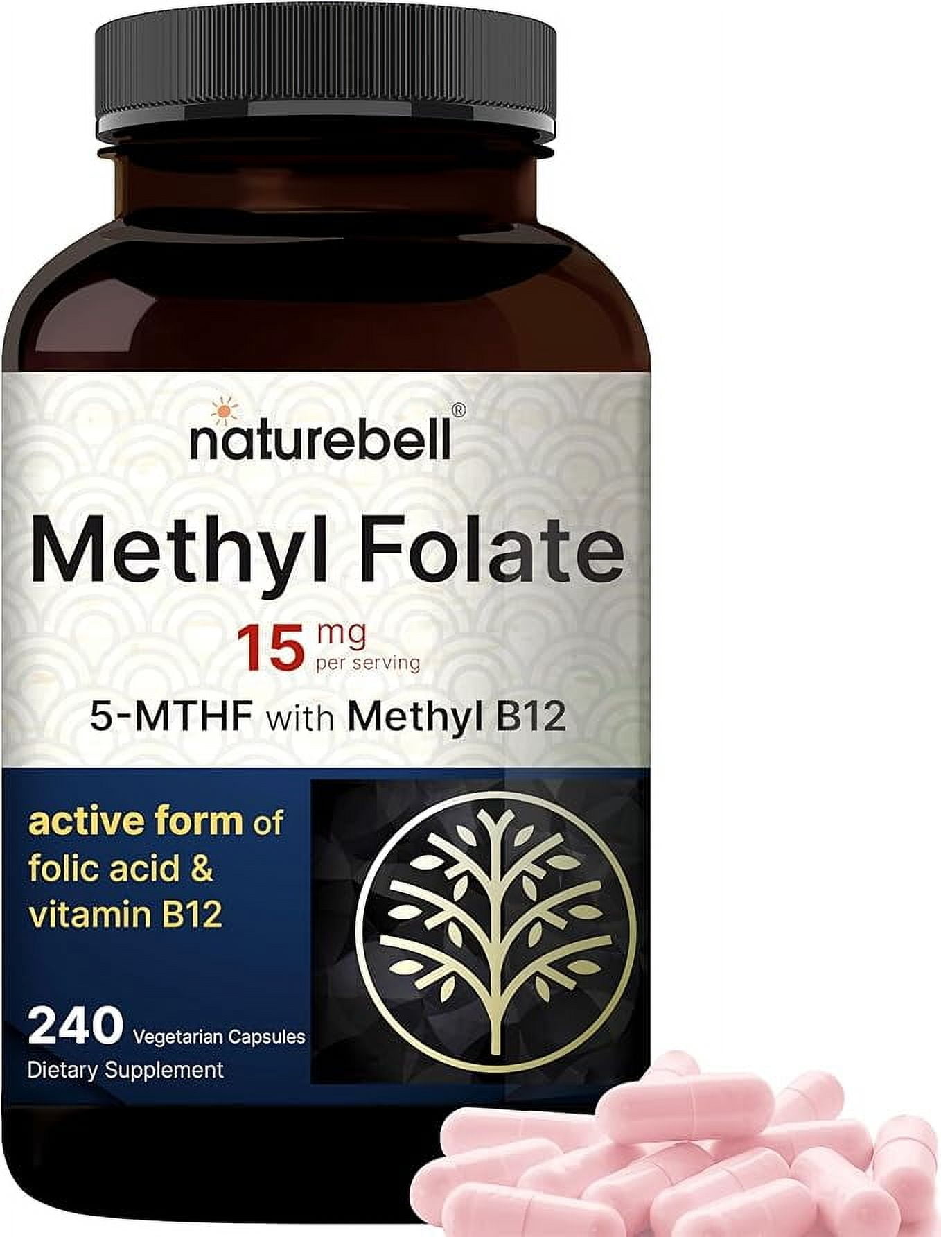 NatureBell L Methylfolate 15mg, 240 Veggie Capsules | 5-MTHF with ...