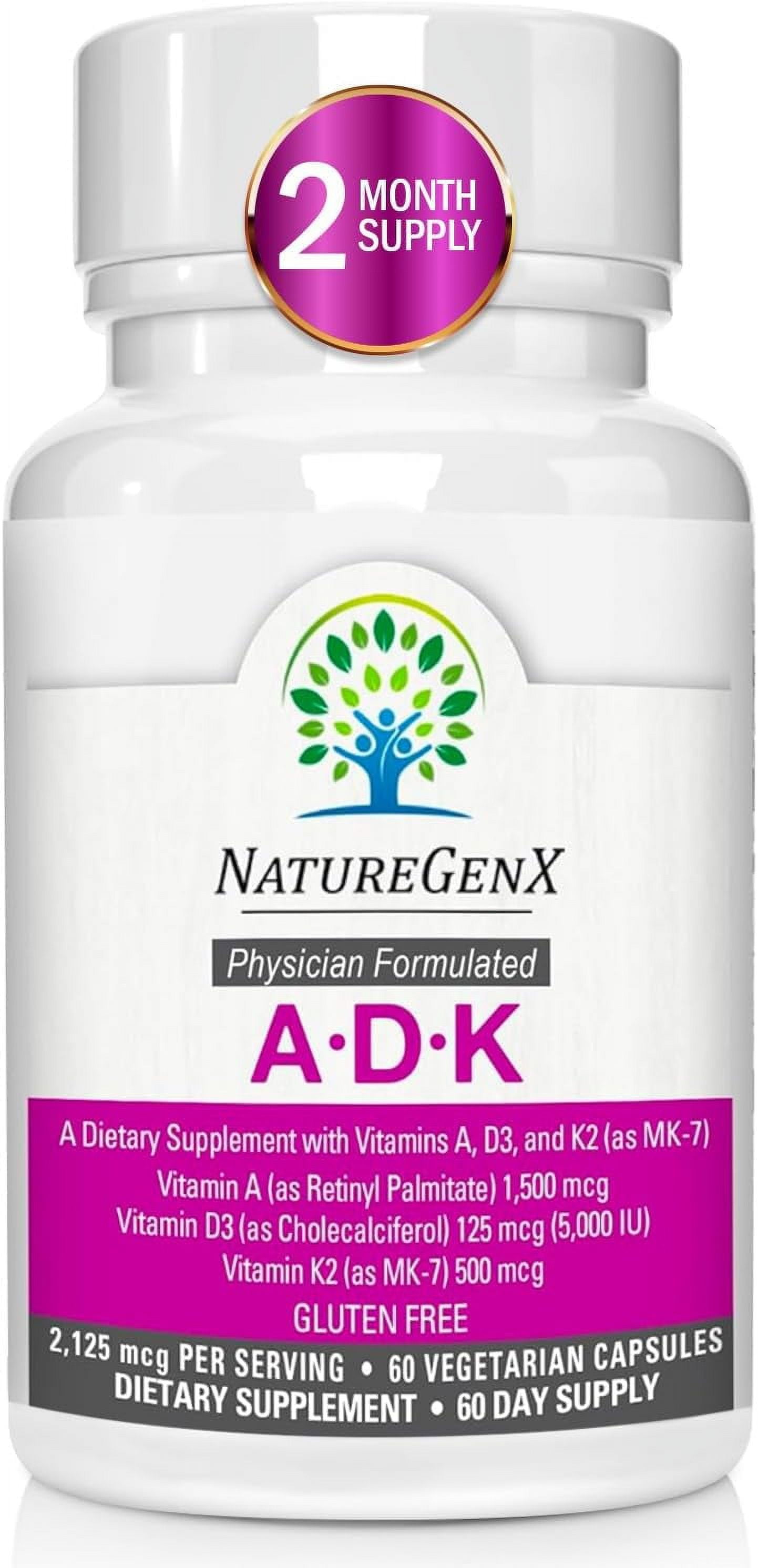 NatureGenX ADK Supplement for Bone Health, Heart & Immune Support, 5000 ...
