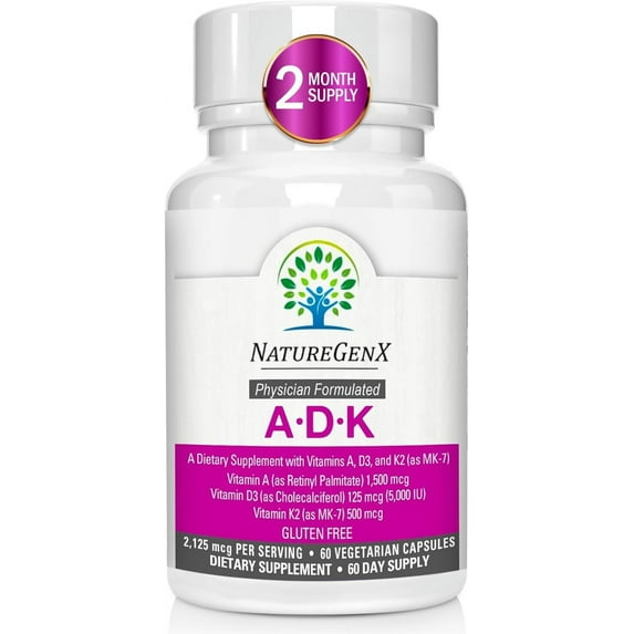 NatureGenX ADK Supplement for Bone Health, Heart & Immune Support, 5000 ...