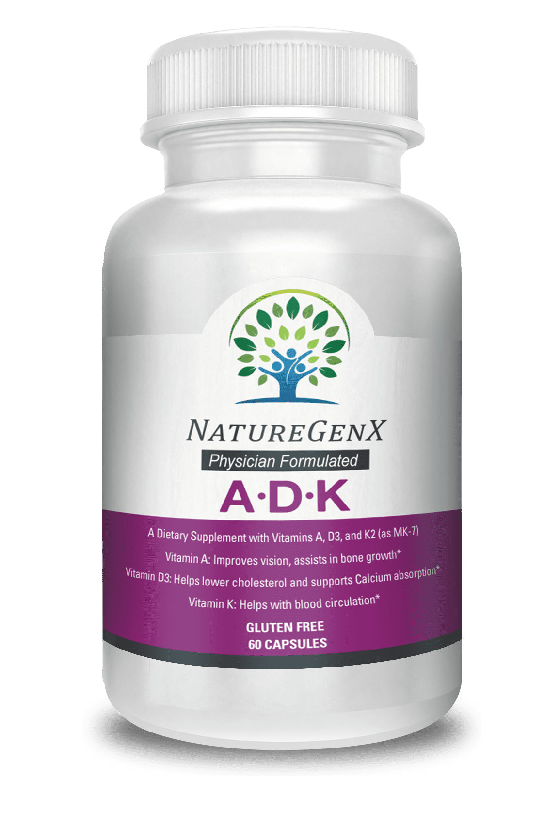 NatureGenX Bone Health 5000 IU ADK Supplement with Vitamin A Vitamin D3 ...