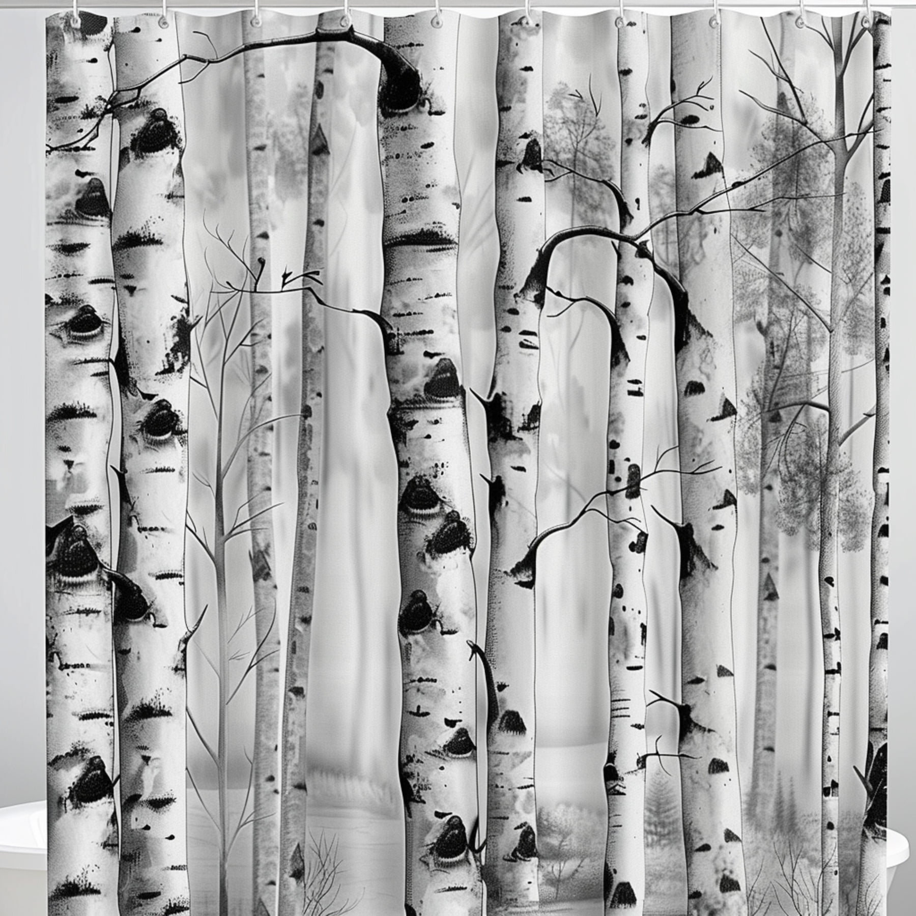 NatureInspired Birch Tree Forest Shower Curtain: Hyperrealistic ...