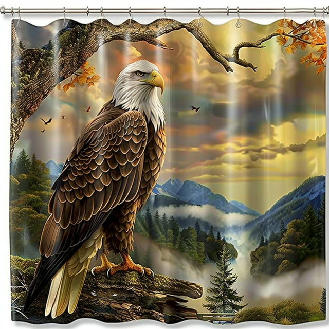 NatureInspired Eagle Shower Curtain Stunning Landscape Design with ...