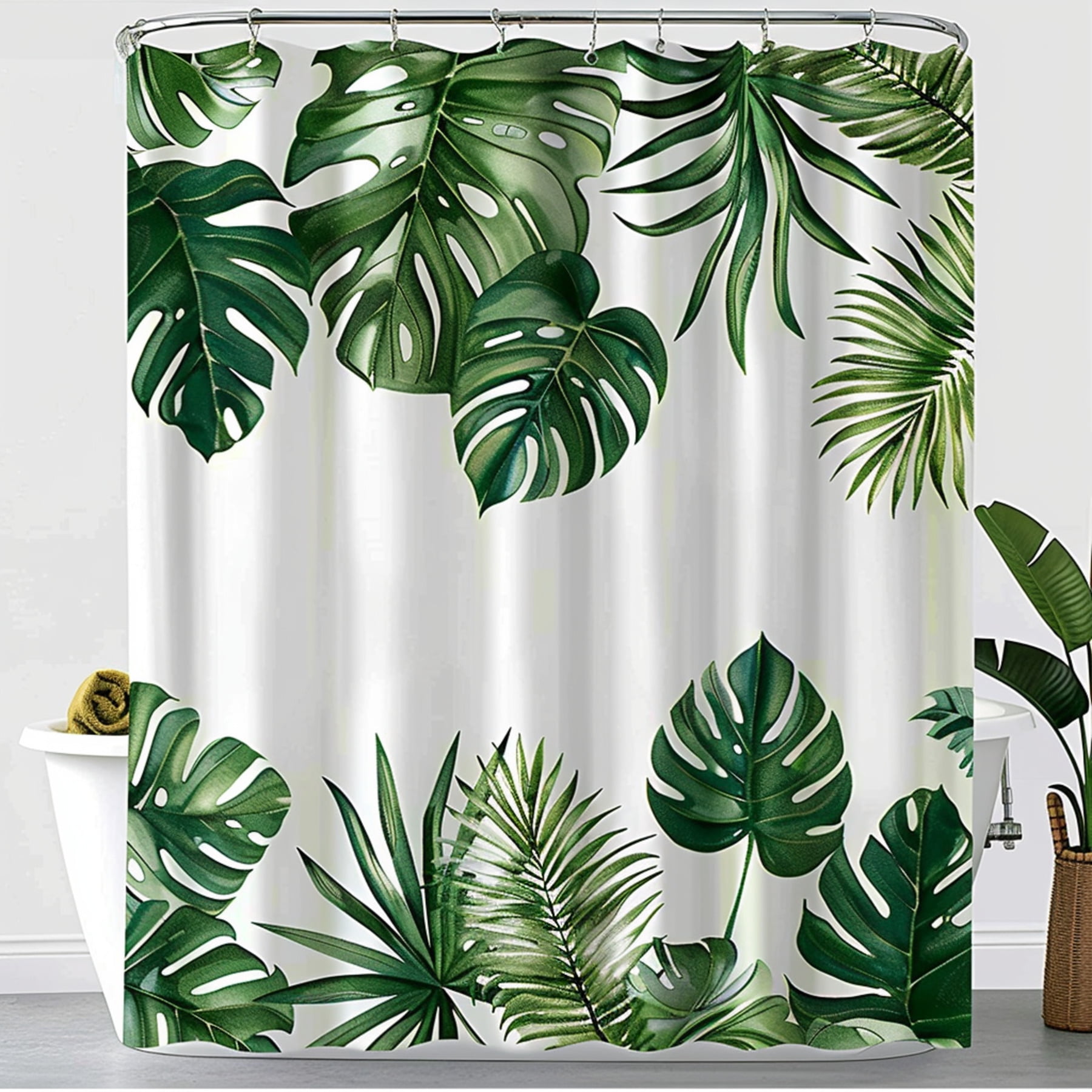 Natureinspired Tropical Rainforest Shower Curtain White Background