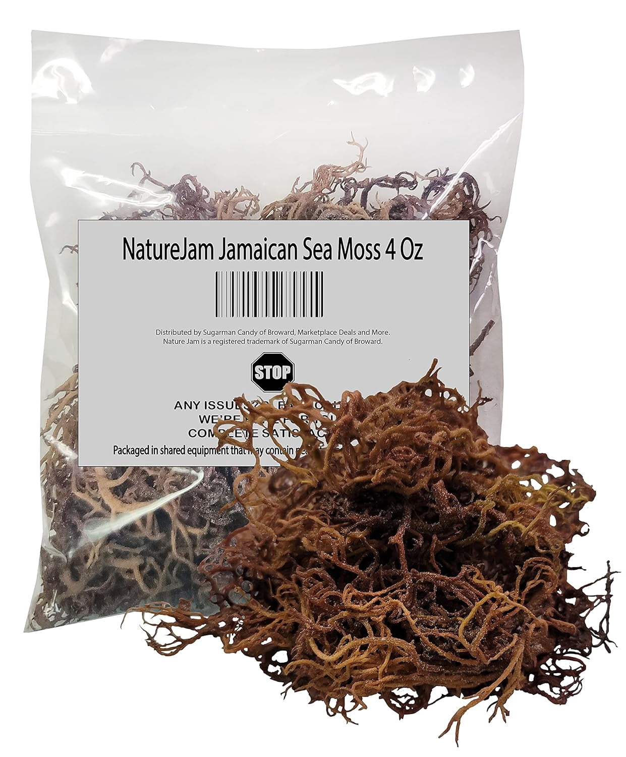 NatureJam Jamaican Sea Moss 4 Oz-Rich Dark Grey Colored Wildcrafted 100 ...