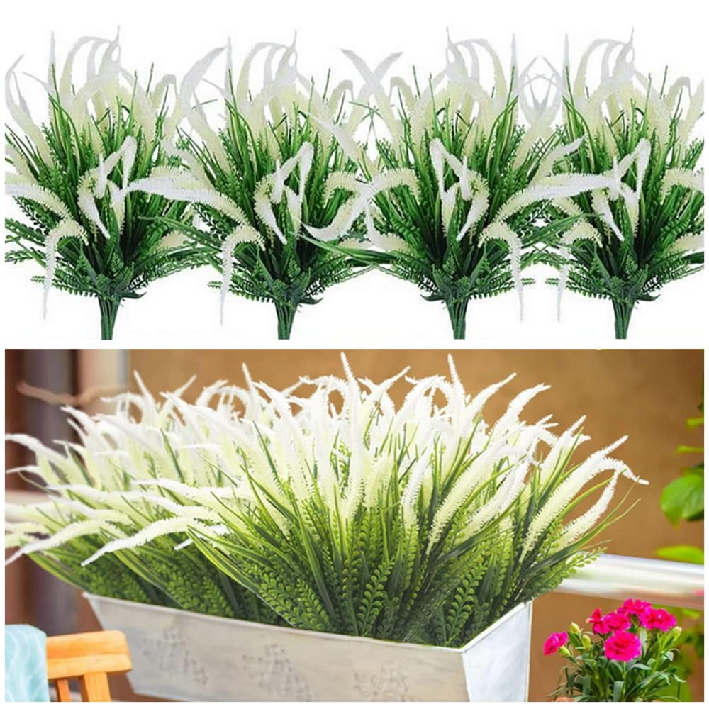 NatureMan 10 Bundles Artificial Plants Flowers Outdoor Fake Grass UV ...