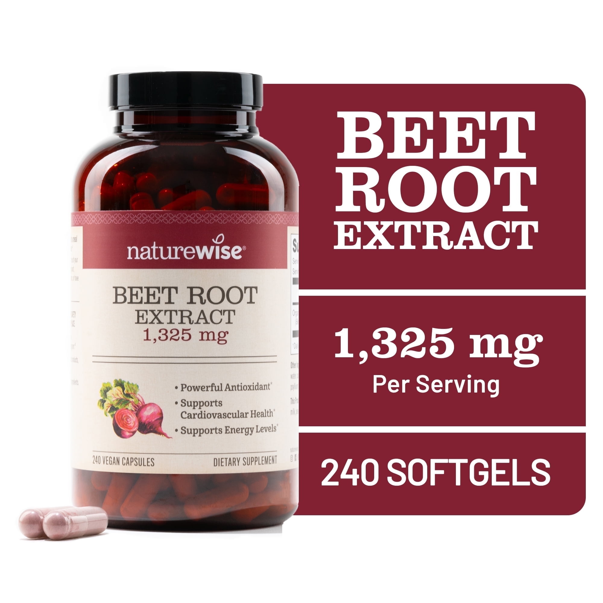 NatureWise Beet Root Capsules 1325 mg Vegan Non-GMO for Heart Health ...